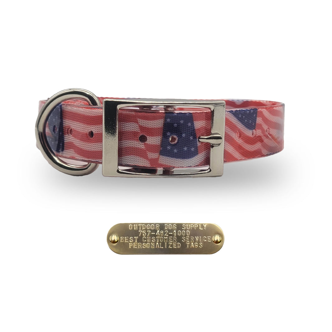 1" Pattern Premium Glow Tuff D Ring Dog Collar with Brass Name Plate ...