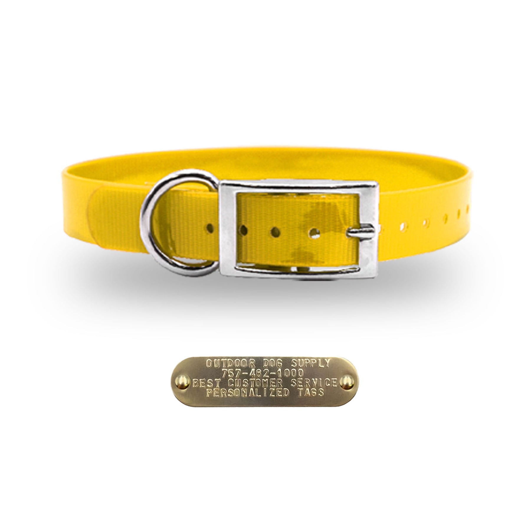 1" Solid Premium Glow Tuff D Ring Dog Collar with Brass Name Plate ...