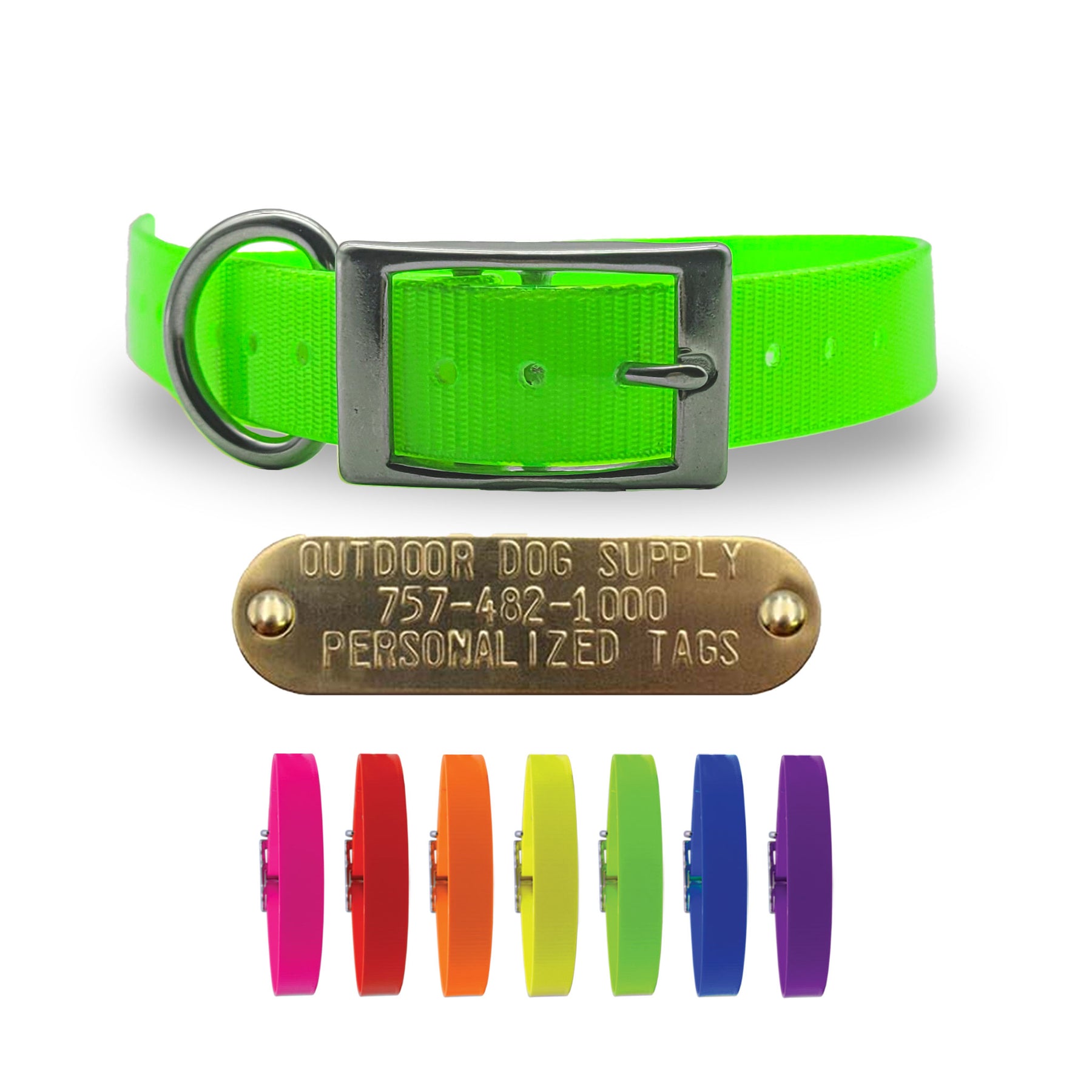 1" Solid Premium Collar with Stainless Steel D Ring and Buckle ...