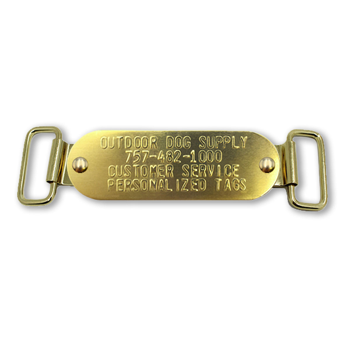 Custom 1" x 3" Raised Lettering Brass Dog Collar Name Tags with Tag Sl ...