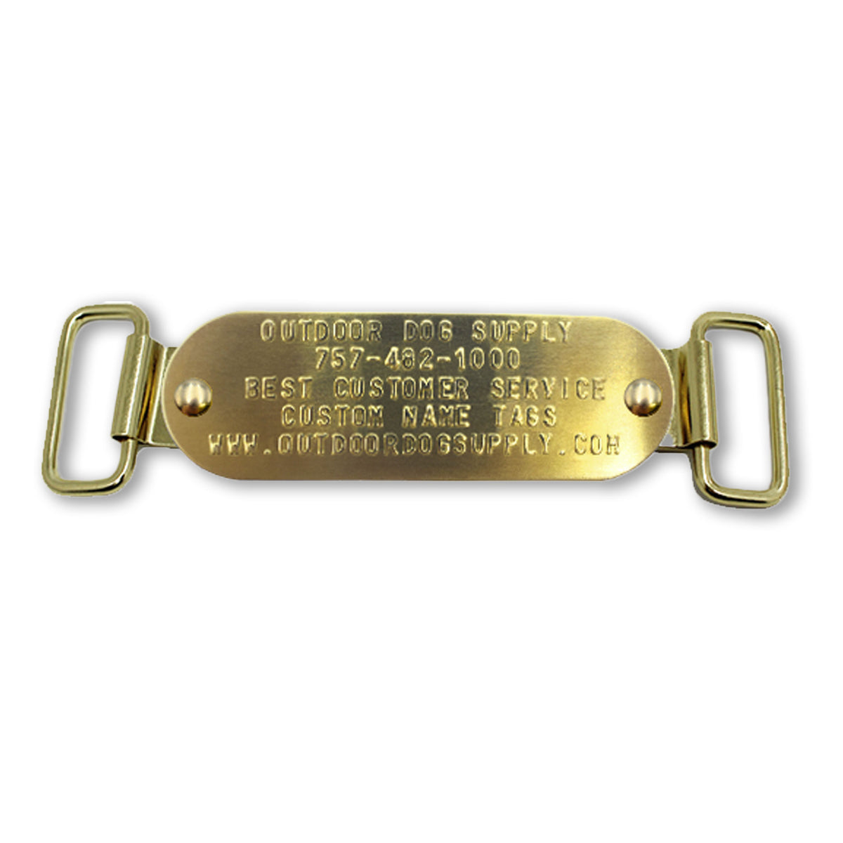 Custom 1" x 3" Raised Lettering Brass Dog Collar Name Tags with Tag Sl ...