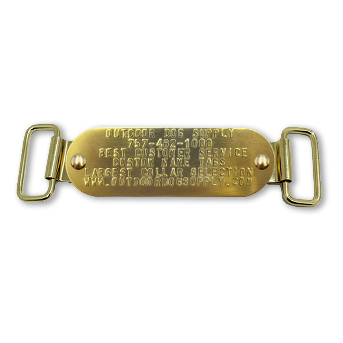 Custom 1" x 3" Raised Lettering Brass Dog Collar Name Tags with Tag Sl ...