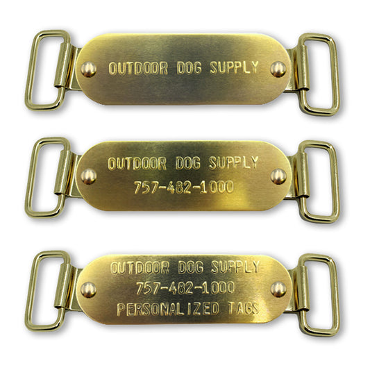 Custom 1" x 3" Raised Lettering Brass Dog Collar Name Tags with Tag Sl ...