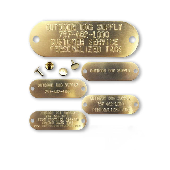 Custom 1" x 3" Raised Lettering Brass Dog Collar Name Tags – Outdoor ...