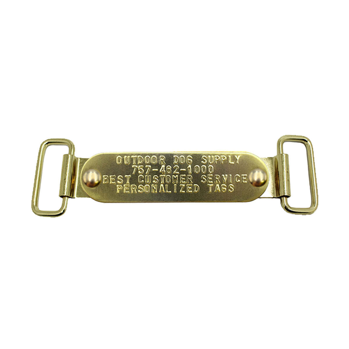 Custom 3/4" x 2 3/4" Raised Lettering Brass Dog Collar Name Tags with ...