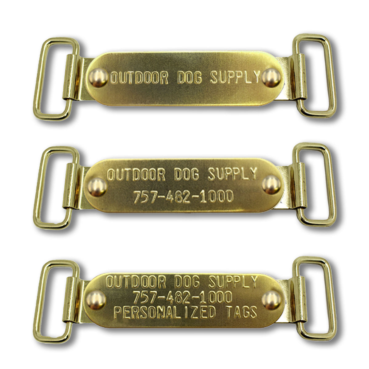 Custom 3/4" x 2 3/4" Raised Lettering Brass Dog Collar Name Tags with ...