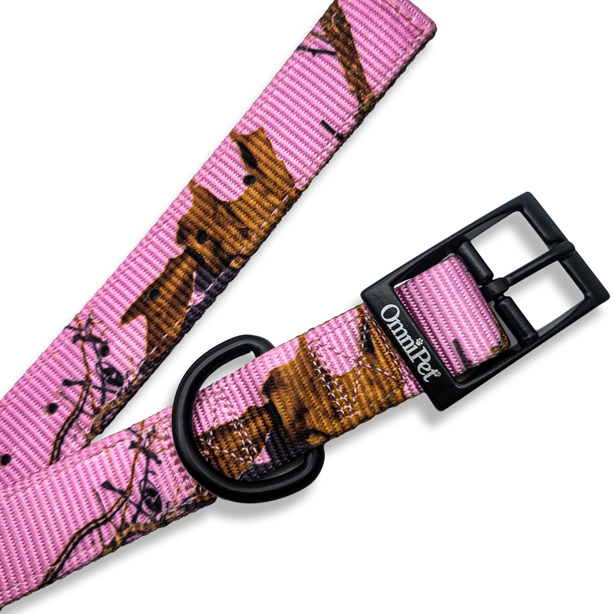 1" Hunting Camo Nylon Center Ring Dog Collar with Brass Name Plate ...