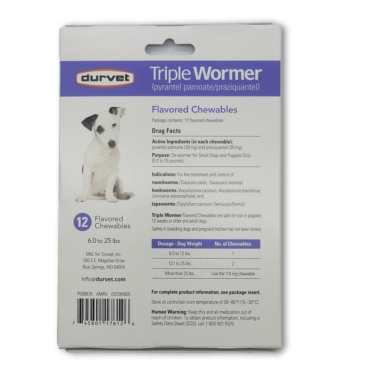 Durvet Triple Wormer for Puppies and Small Dogs 6 to 25 Pounds ...