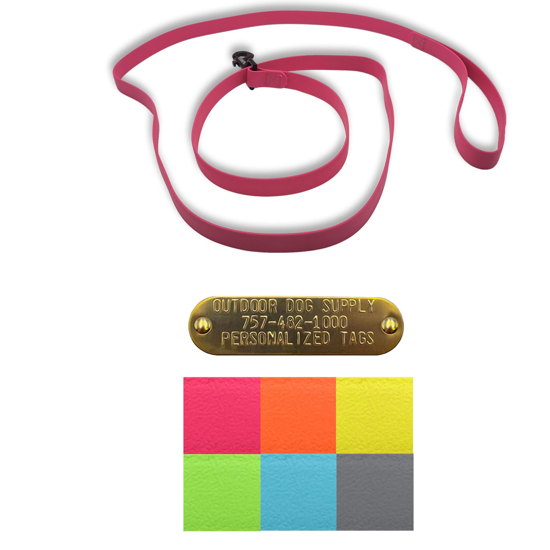 6 ft Carnival Color Dog Leash with Custom Name Plate – Outdoor Dog Supply