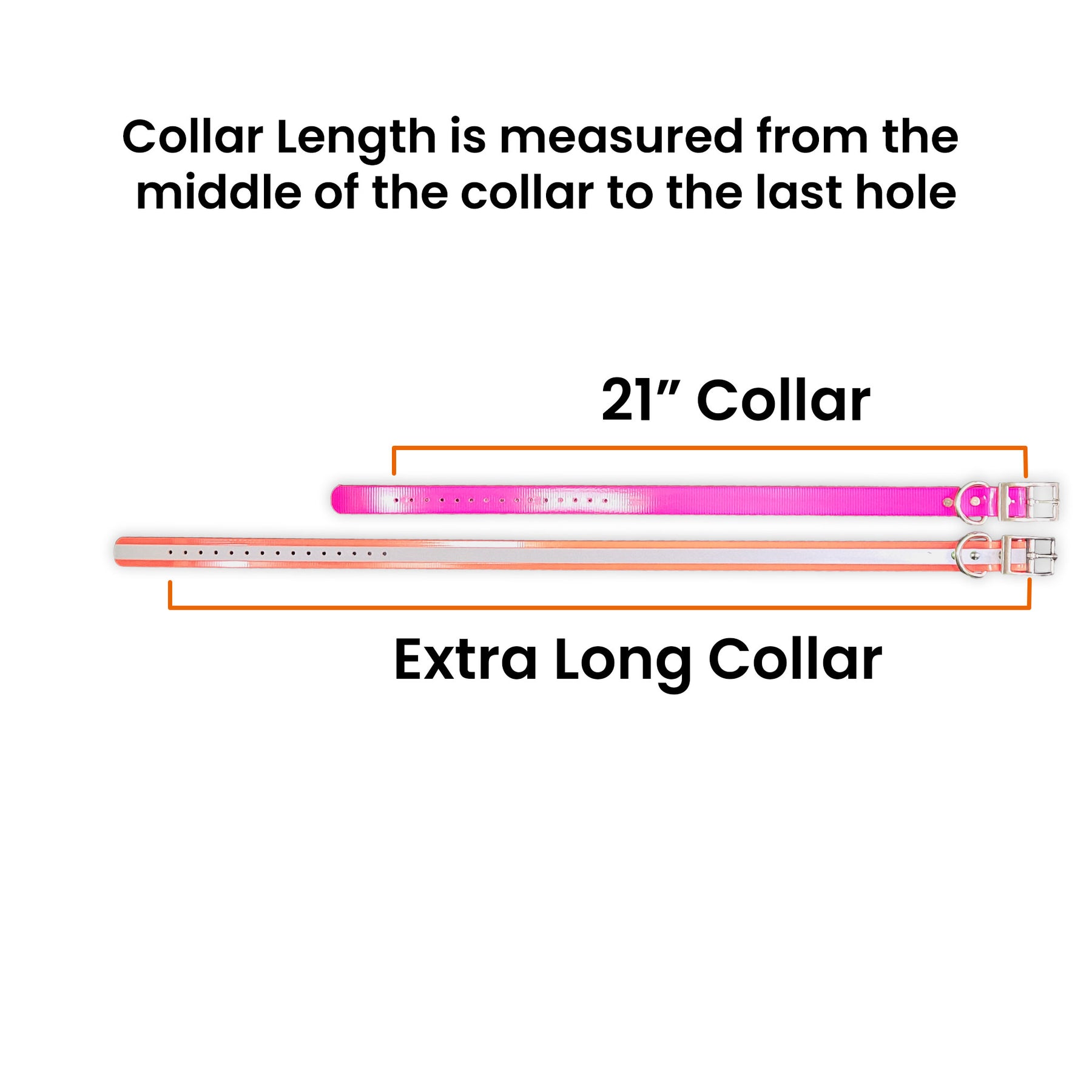Extra Long 1" Reflective Premium Glow Tuff D Ring Dog Collar with Bras ...